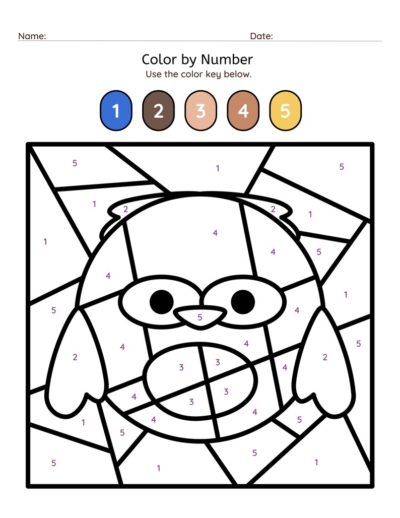 Animal Color by Number for Kids: Printable Coloring Pages (digital ...
