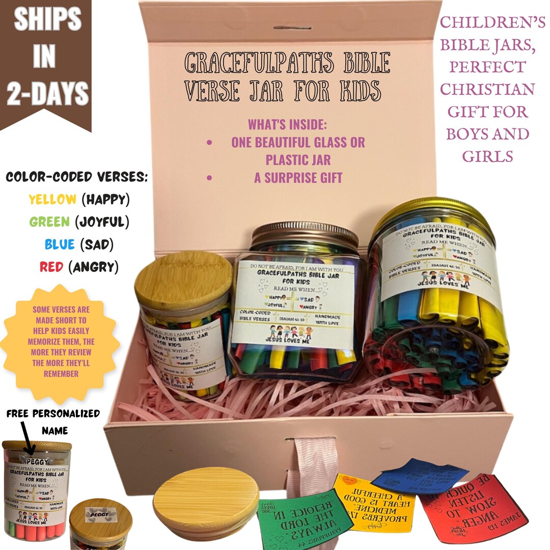 Bible Jar for Kids, Christian Gift Jar,a Collection of Verses for Kids ...