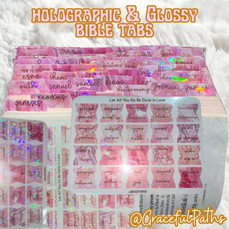 Holographic & Glossy Bible Tabs, Self-adhesive, Christian Gift ...