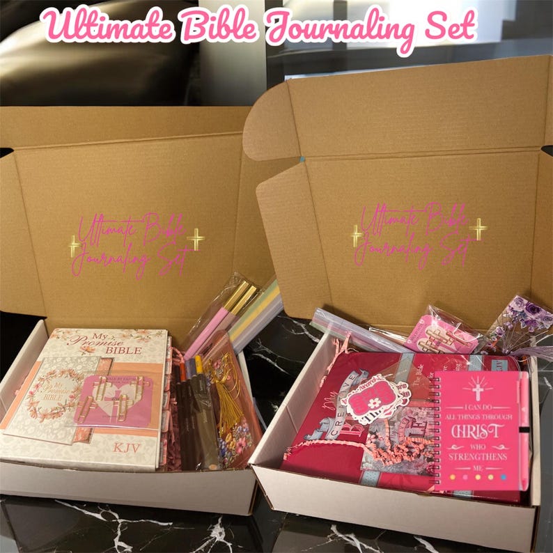 Pretabbed KJV Bible Journaling Set: Pink Bible, Tabs, Stickers and More ...