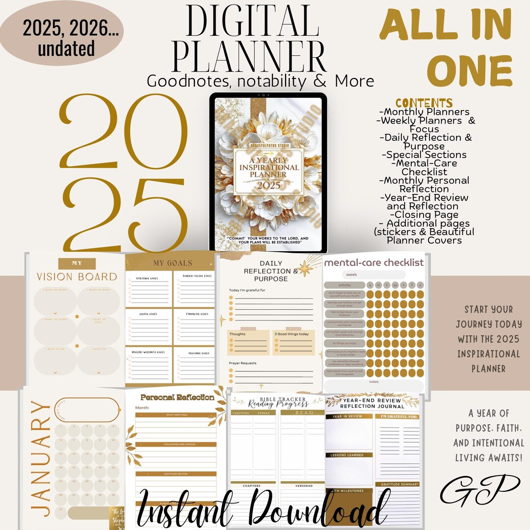 ALL IN ONE 2025 Digital Planner-a Yearly Inspirational Life Planner ...
