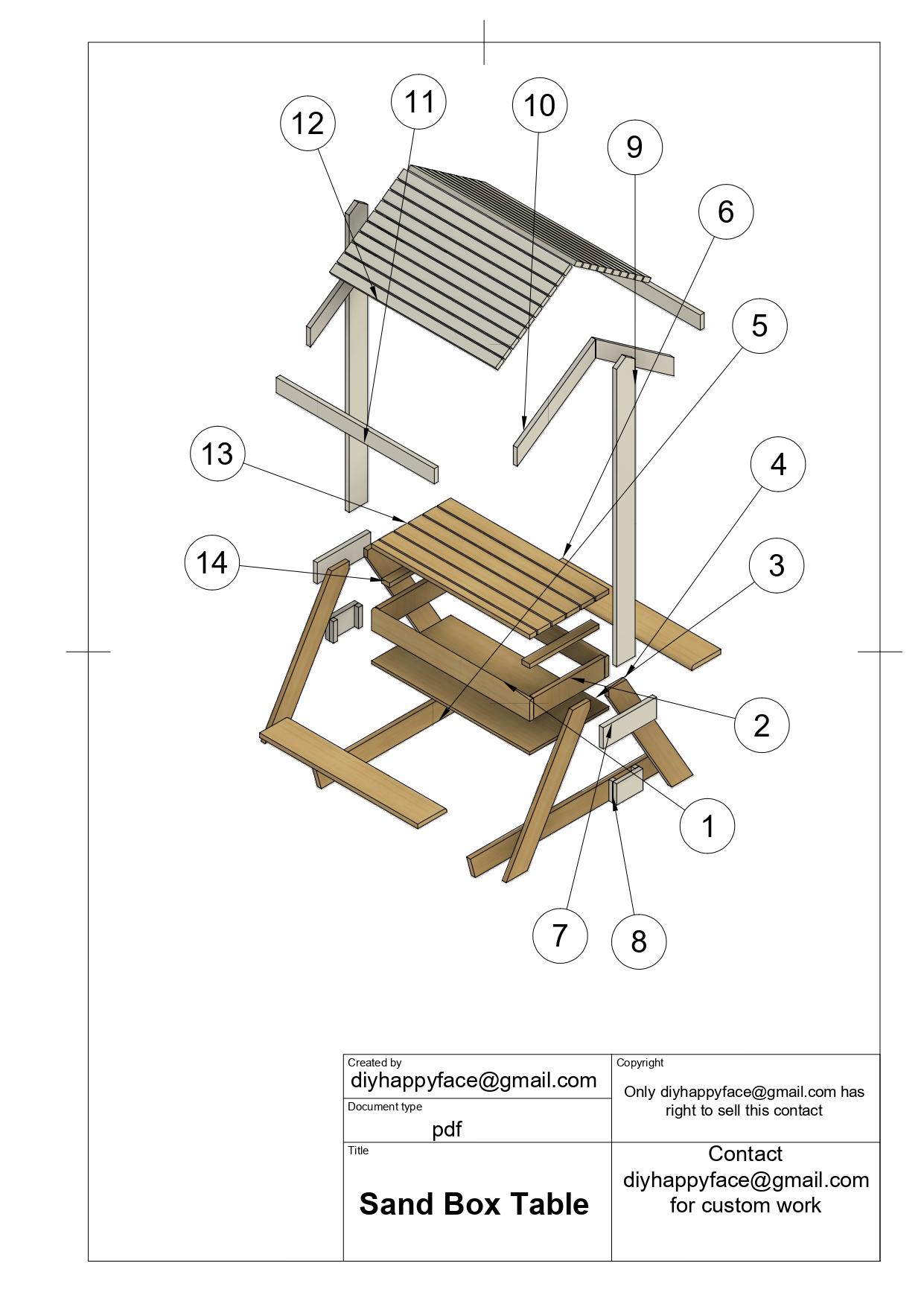 DIY Sandbox Table for Kids Pdf Plan, Sandbox With Cover, Decorative ...
