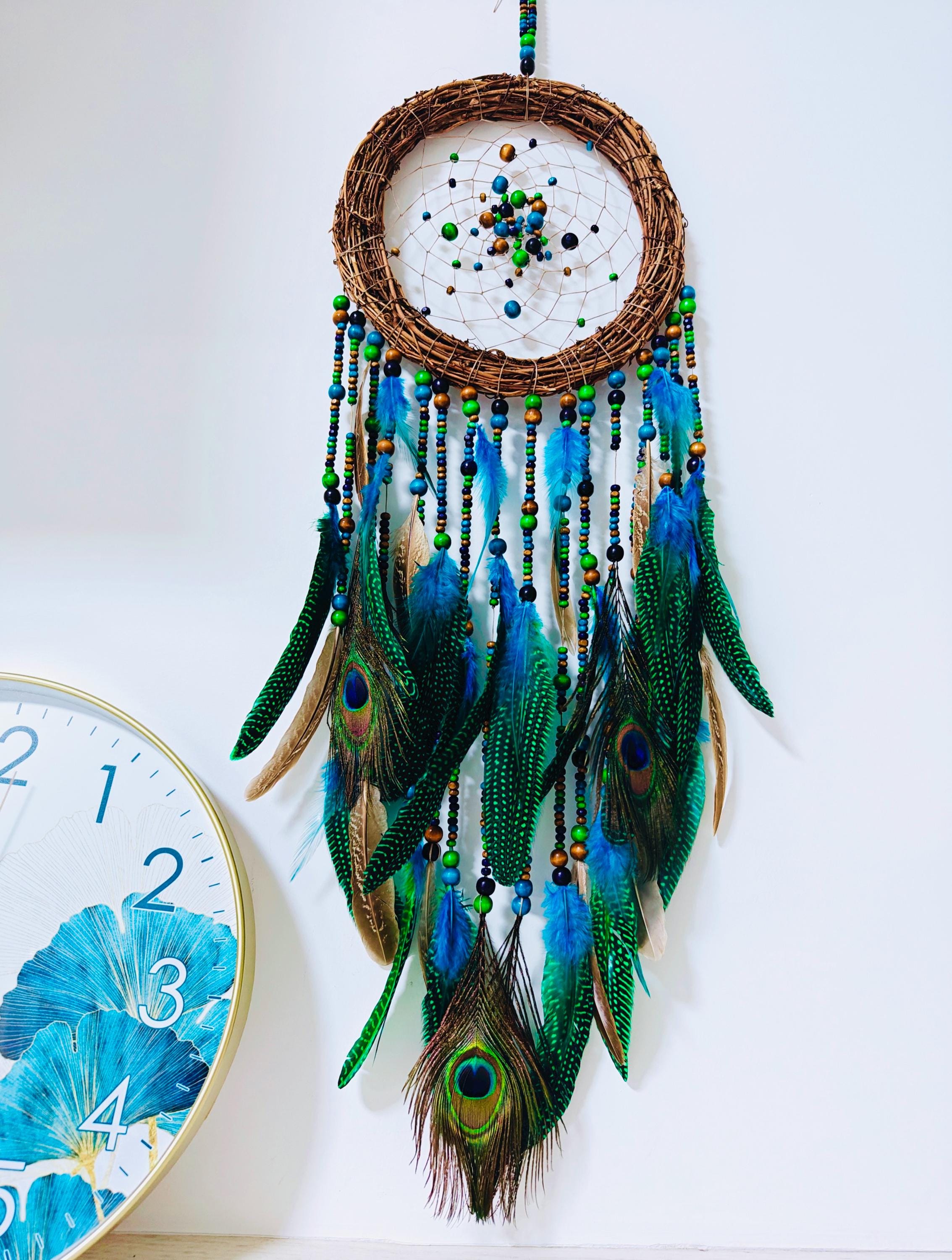 Peacock Feather Blue Dreamcatcher,dream Catcher Wall Hanging,house ...