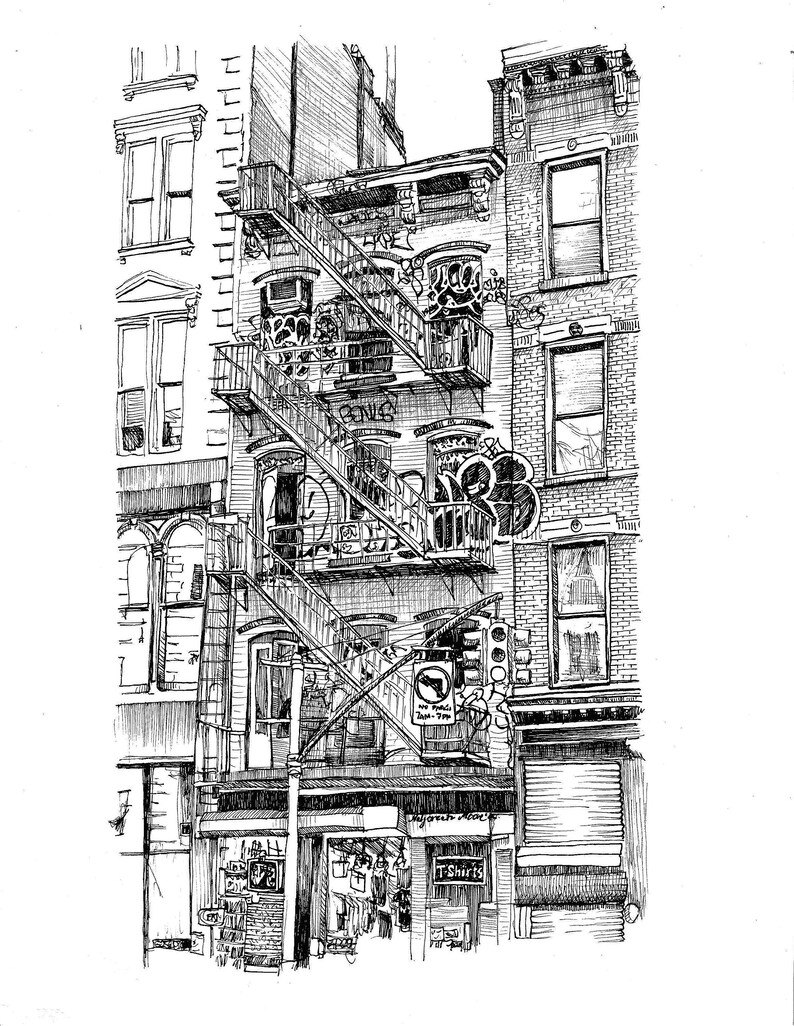Graffiti Building NYC Downloadable - Etsy