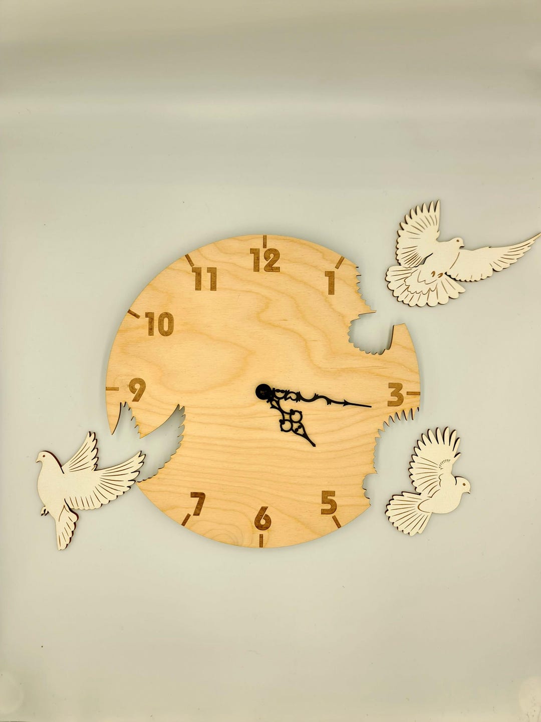 Wooden Dove Wall Clock, Laser Cut Home Decor, Modern Art - Etsy