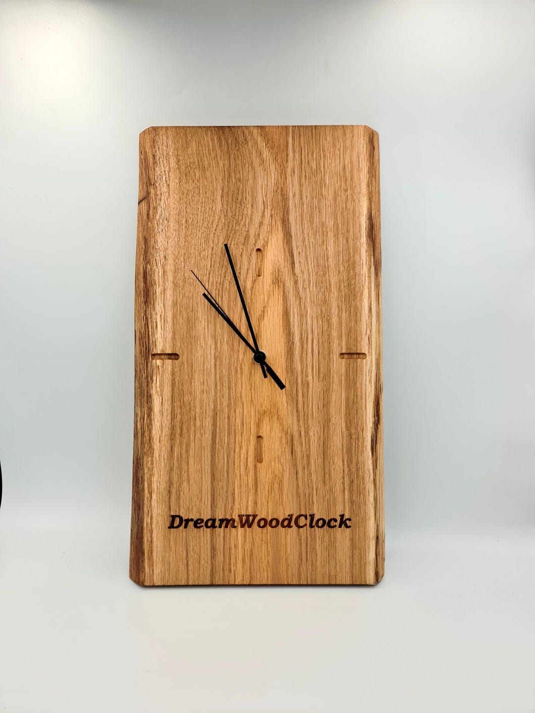 Personalised Handcrafted Oak Wood Wall Clock Laser Engraved: Rustic ...