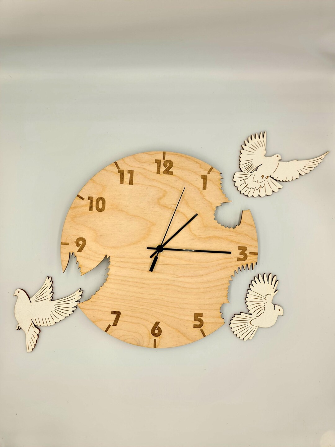 Wooden Dove Wall Clock, Symbolic Laser-cut Design - Etsy