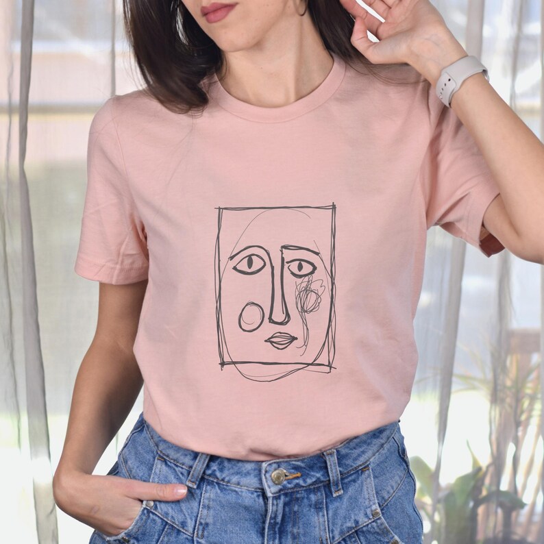 Abstract Art Shirt for Her, Abstract Face Shirt, Artsy Contemporary ...