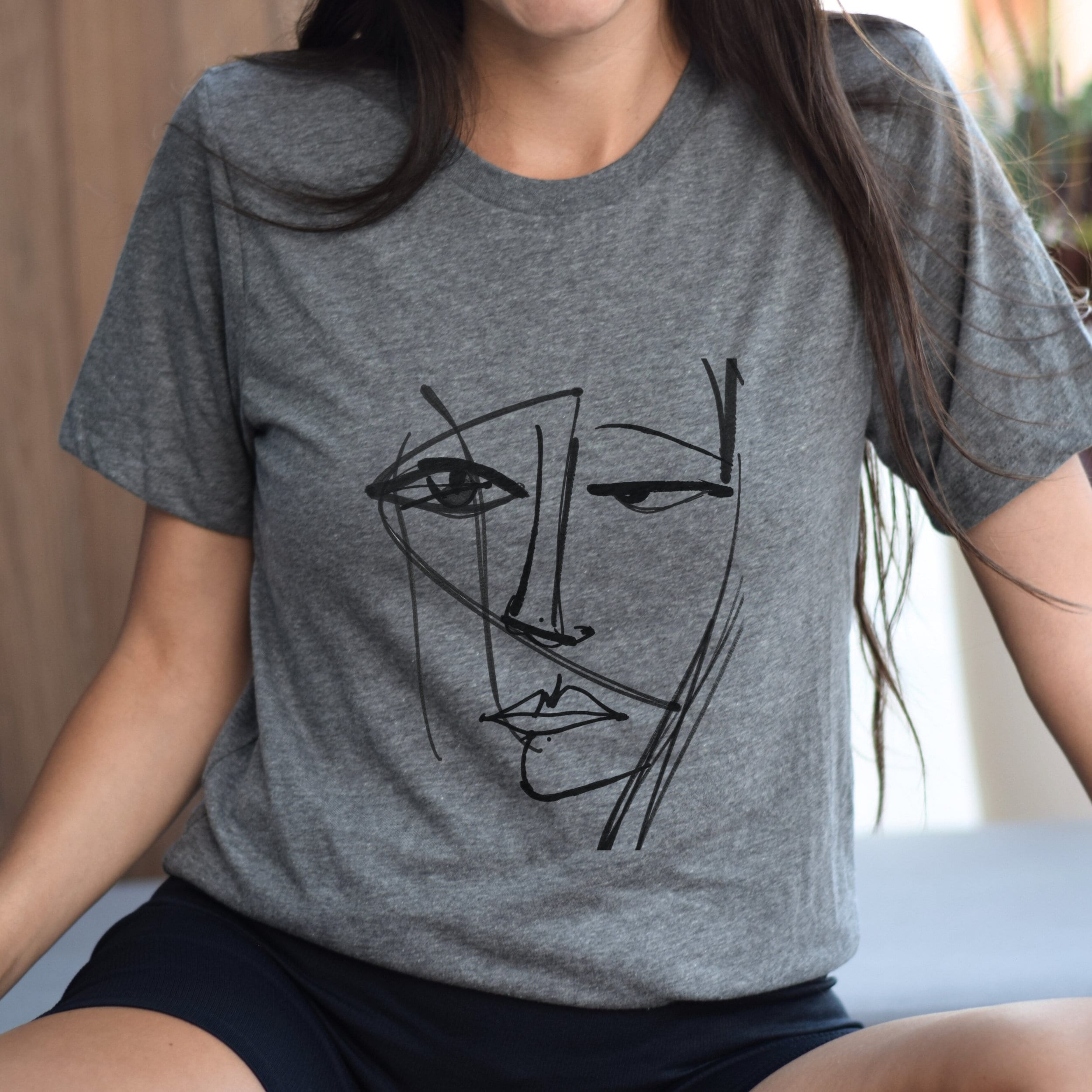 Modern Art Shirt, Abstract Woman Face Tee, Graphic Minimal Apparel ...