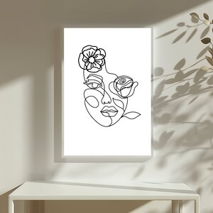 Floral Face Line Art Poster, Minimalist Poster, Decoration for Home ...