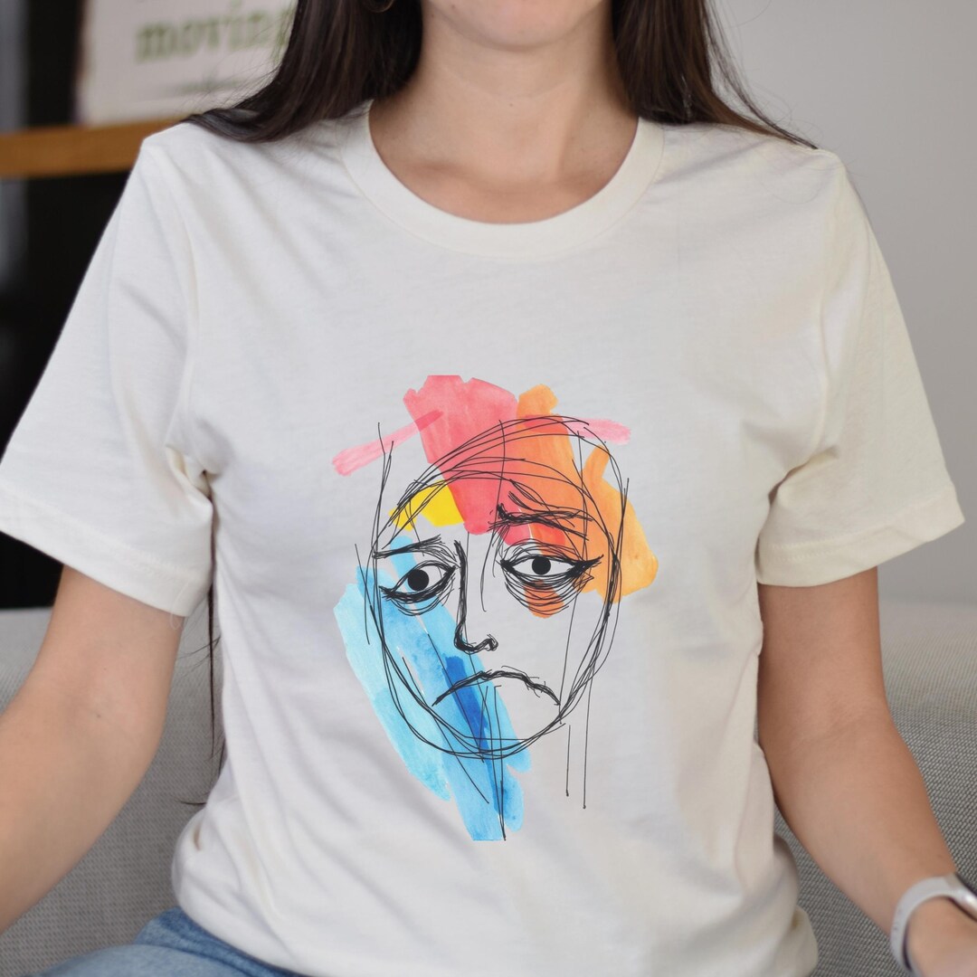 Abstract Sad Face Shirt, Abstract Art Tshirt Gift for Her, Gift for ...