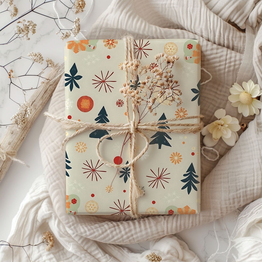 White Christmas Wrapping Paper, White Holiday Wrapping Paper, Christmas ...