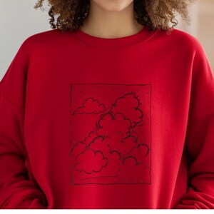 Cloud Drawing Sweatshirt, Minimalist Crewneck Sweater, Rainy Day Shirt ...