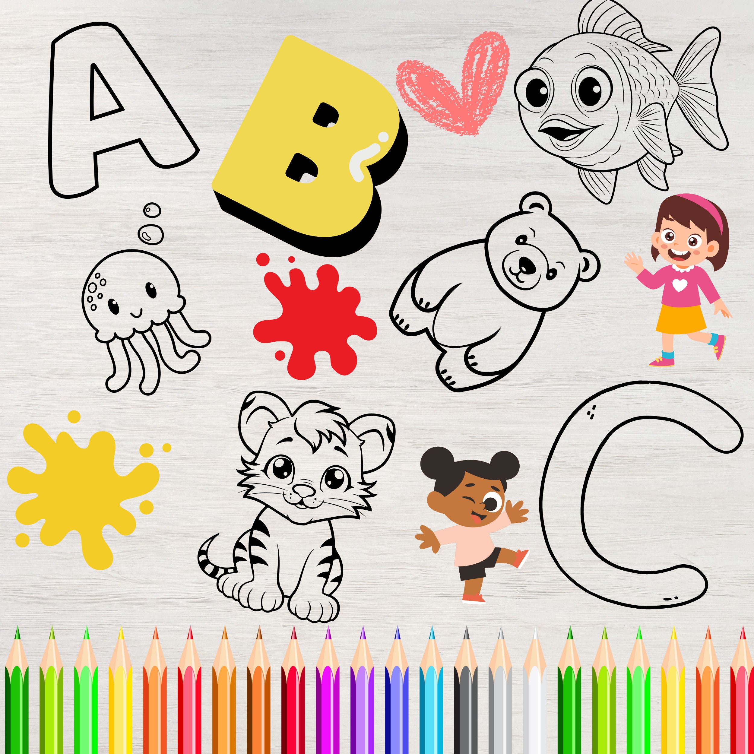 Alphabet Coloring Book/baby Shower Game/kids Preschool Activities/ ABC ...
