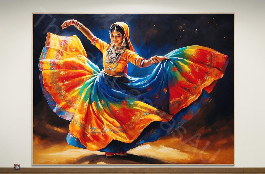 Graceful Ghoomar Dancer | Oil Painting | Digital Download | Rajasthani ...