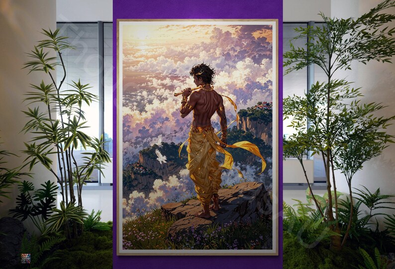 Lord Krishna Art | Anime Landscape | Indian Mythology | Sunrise | Ocean ...