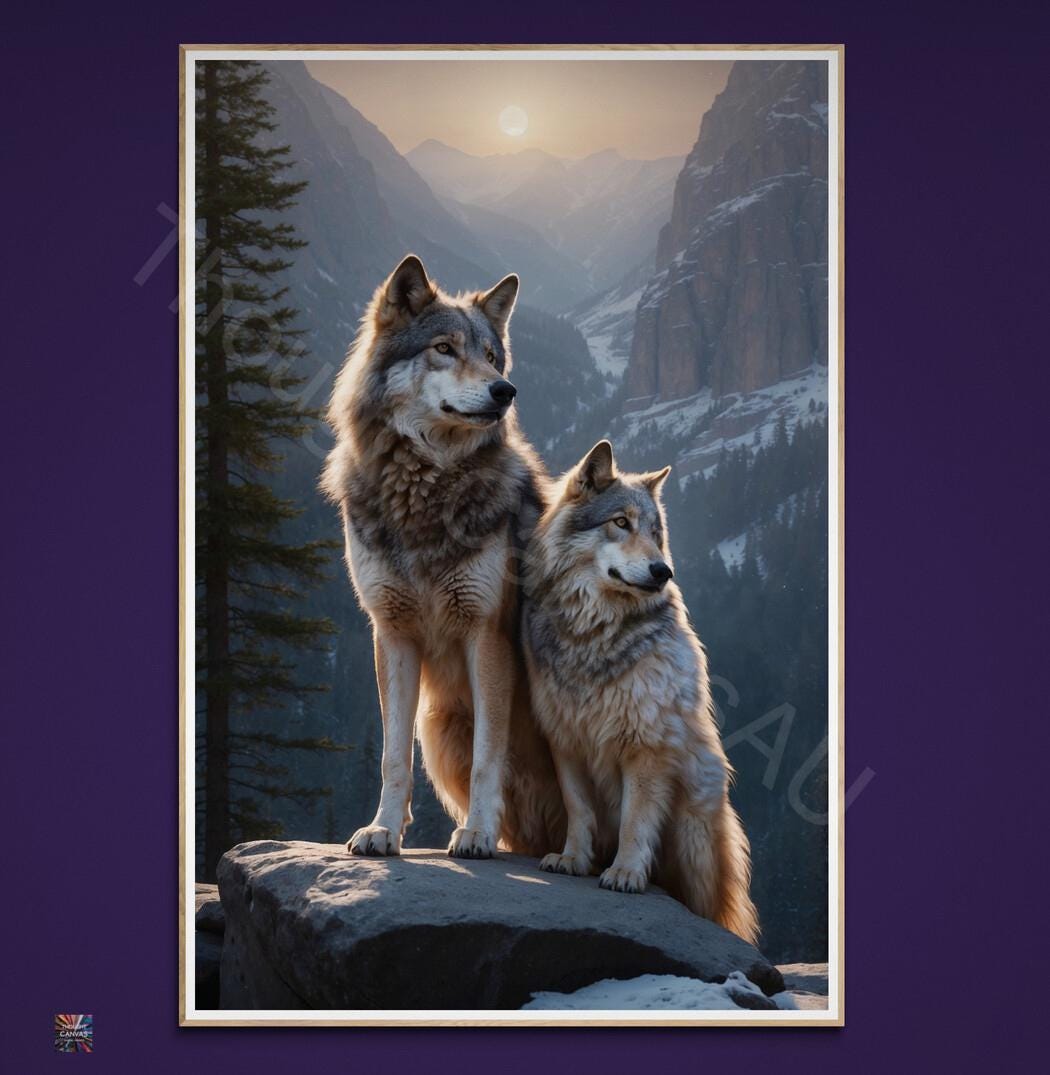 Wolves in Love Art Print | Mountain Landscape Digital Download ...