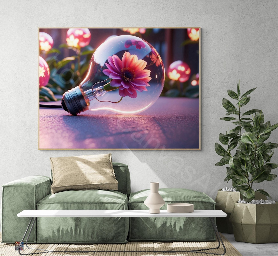 Flower in Light Bulb | Digital Art | Floral Wall Art | Botanical Print ...