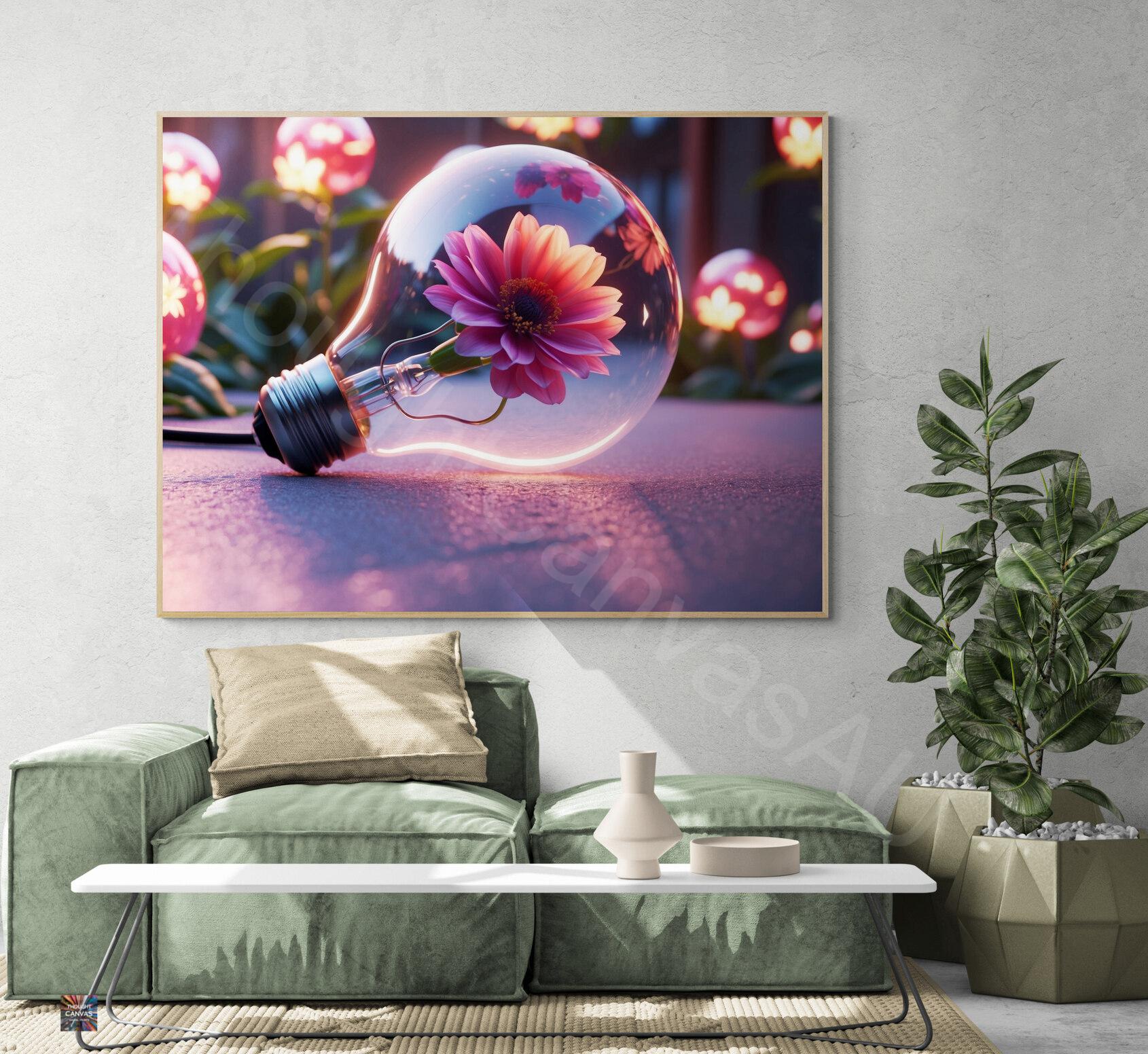 Flower in Light Bulb | Digital Art | Floral Wall Art | Botanical Print ...