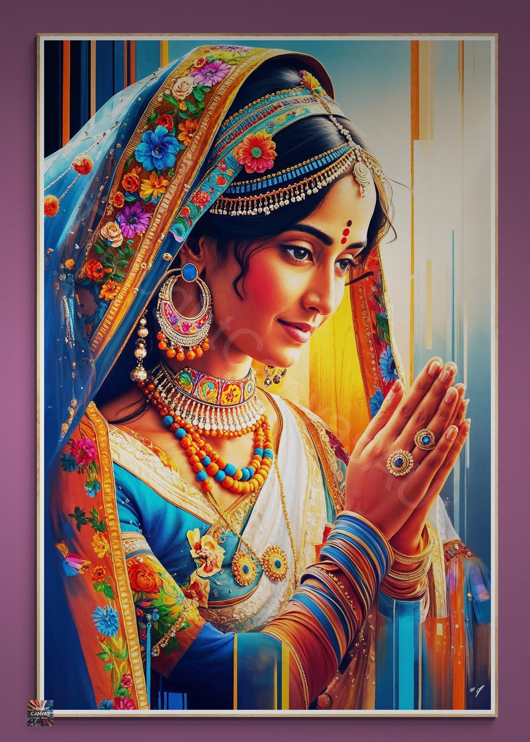 Indian Woman Portrait | Traditional Clothing | Colorful Art Print ...