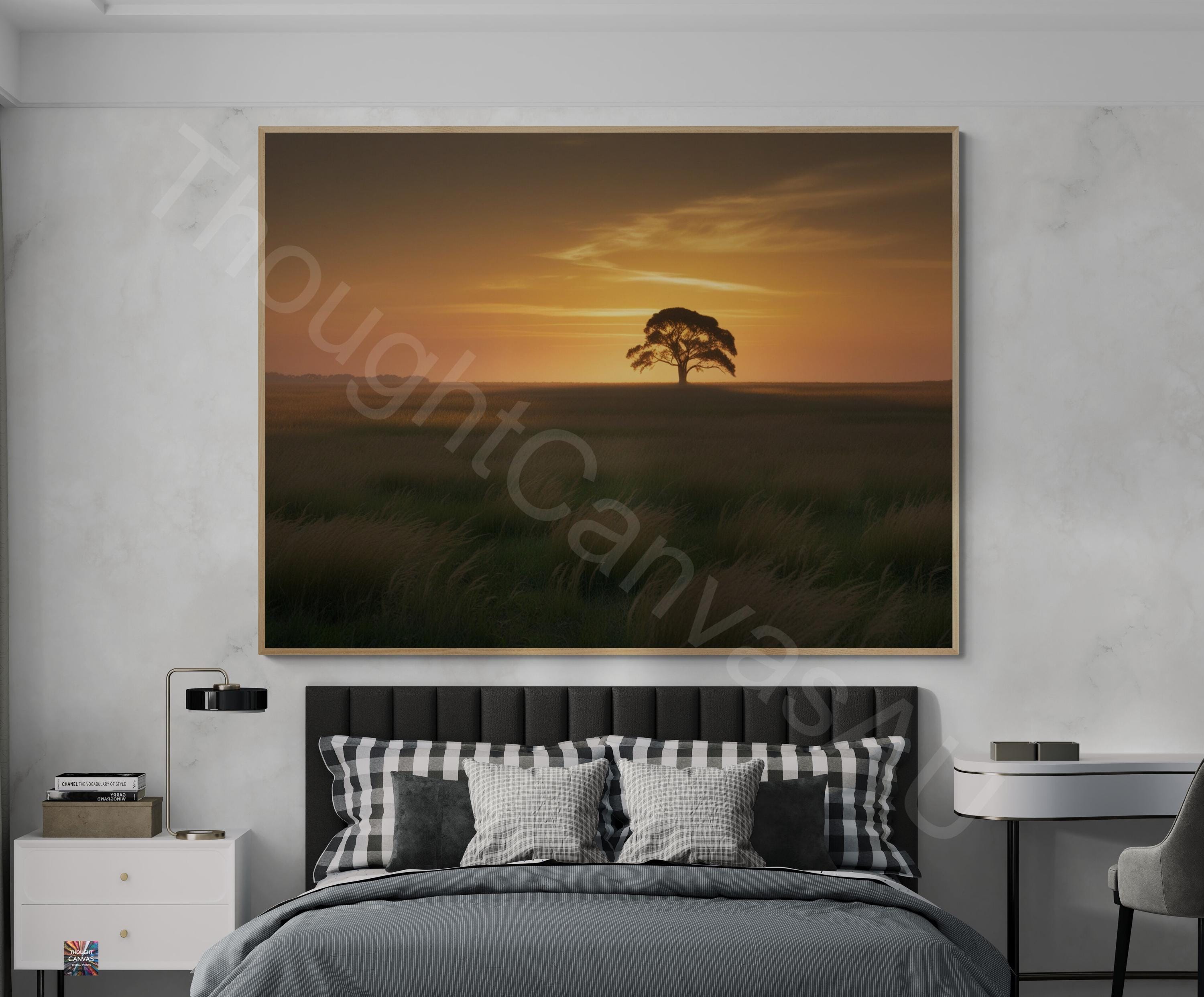 Sunset Field Art Print | Digital Download | Golden Sky | Tall Grasses ...