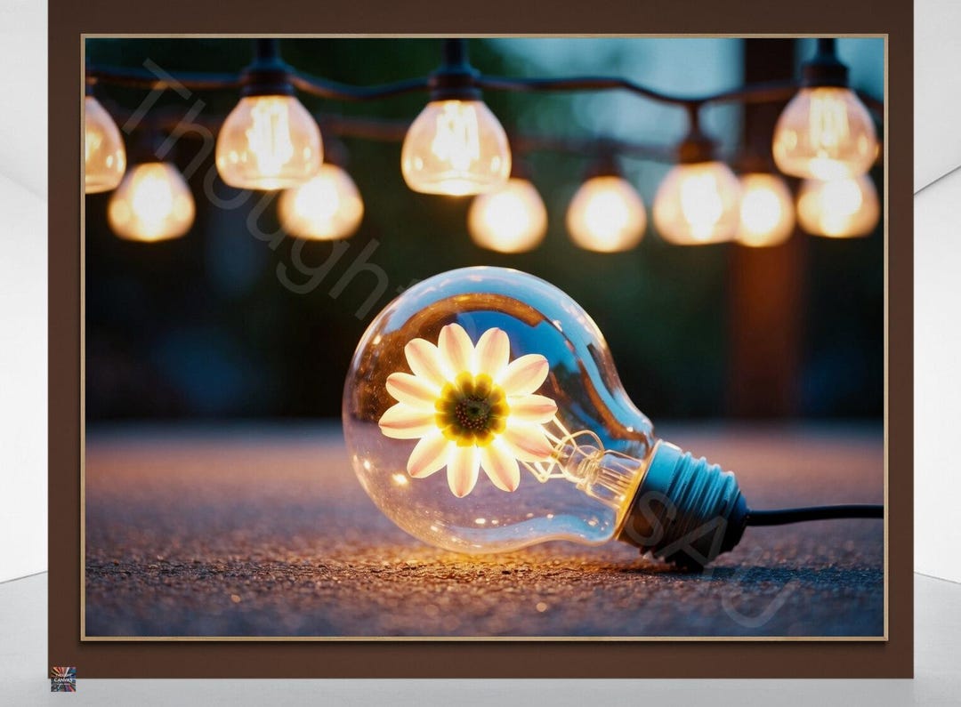 Flower in Light Bulb Digital Art Floral Wall Art Botanical Print ...