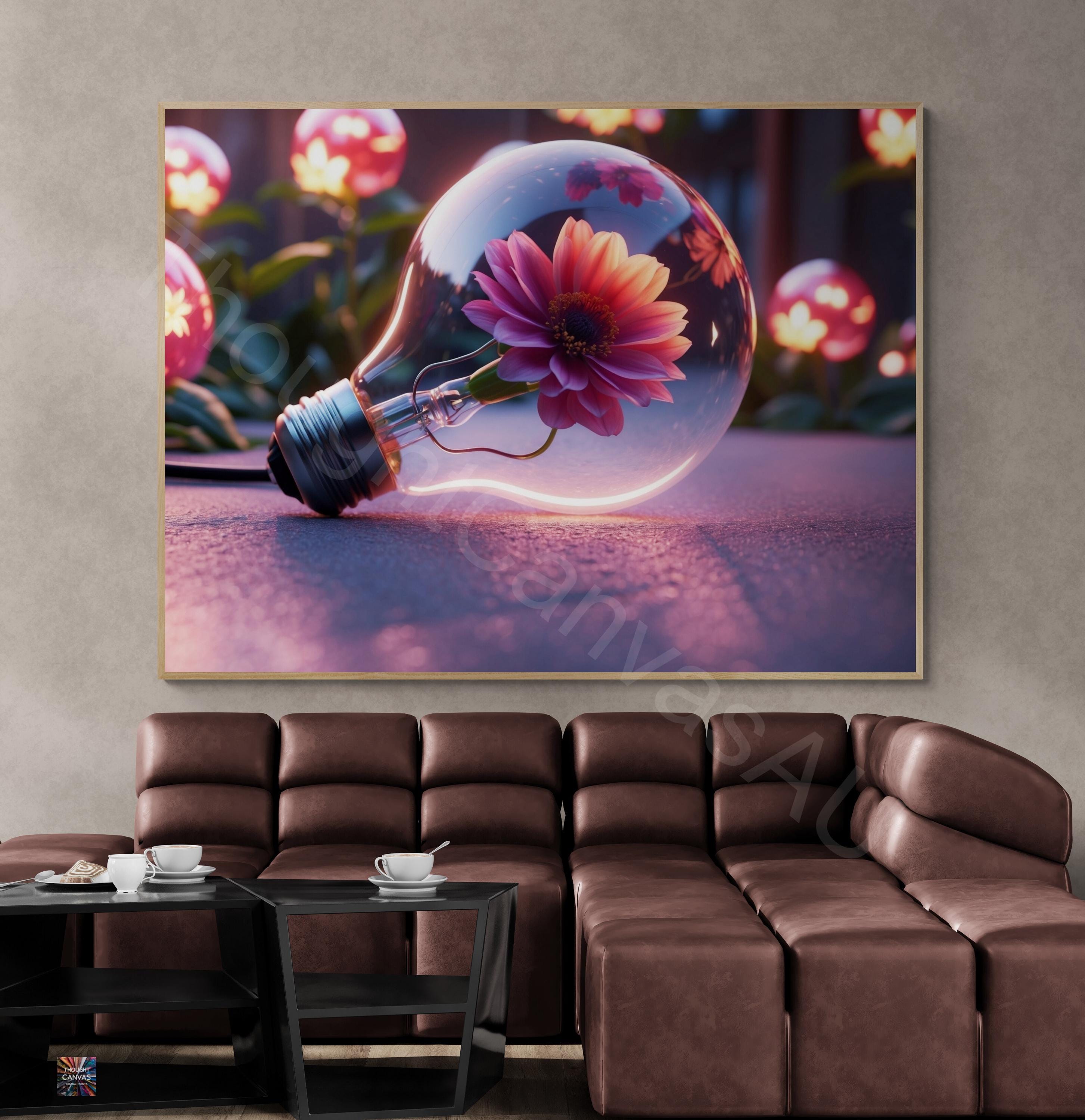 Flower in Light Bulb | Digital Art | Floral Wall Art | Botanical Print ...