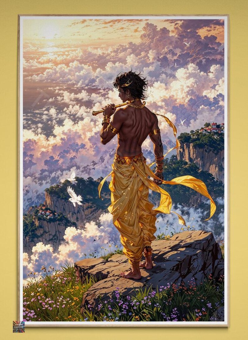 Lord Krishna Art | Anime Landscape | Indian Mythology | Sunrise | Ocean ...