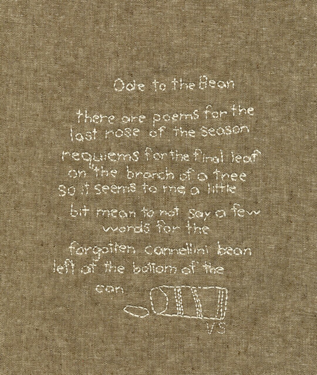 Ode to the Bean. Original Stitched Poem by Vivienne Strauss. - Etsy