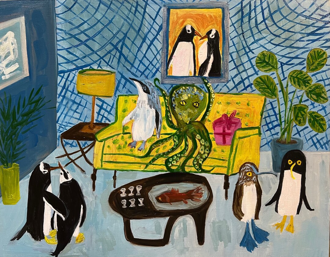 Misha Goes to a Party at Sphen and Magic's. Original Oil Painting by ...