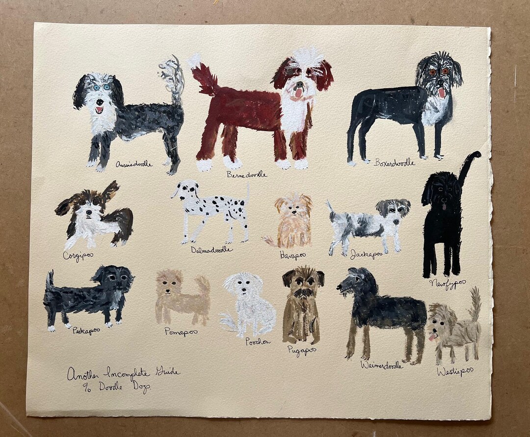 Another Incomplete Guide to Doodle Dogs. Original Watercolor Painting ...