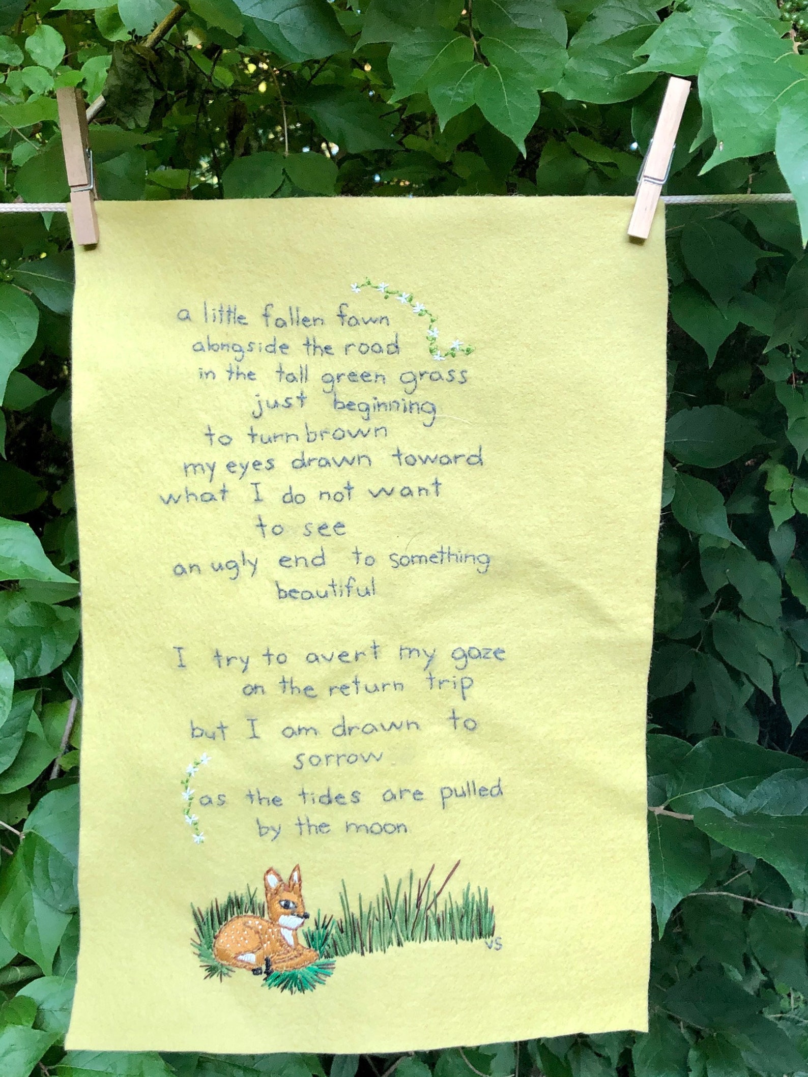 Dear Little Deer. Original Embroidered Poem by Vivienne - Etsy