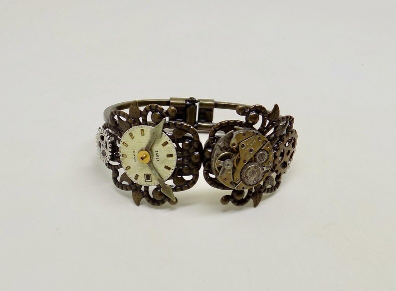 Steampunk Cuff Bracelet: Brass Victorian Filigree, Clock Gears - Etsy