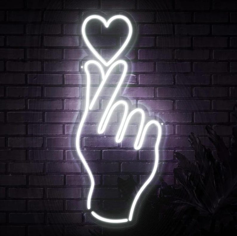 Love Hand and Heart - Neon Sign, Custom LED Neon - Etsy