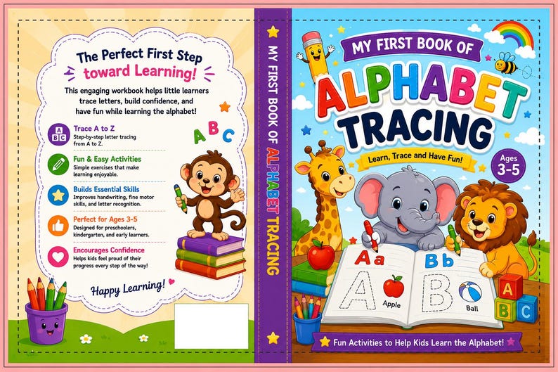 Alphabet Tracing Book for Kids Printable | Uppercase Lowercase Letter ...