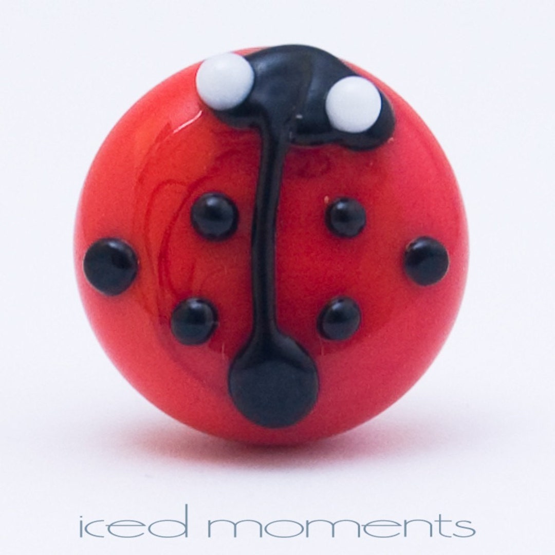 Lapel Pin - Ladybug - Light Red - Lampwork Glass - by Jennie Yip - Etsy