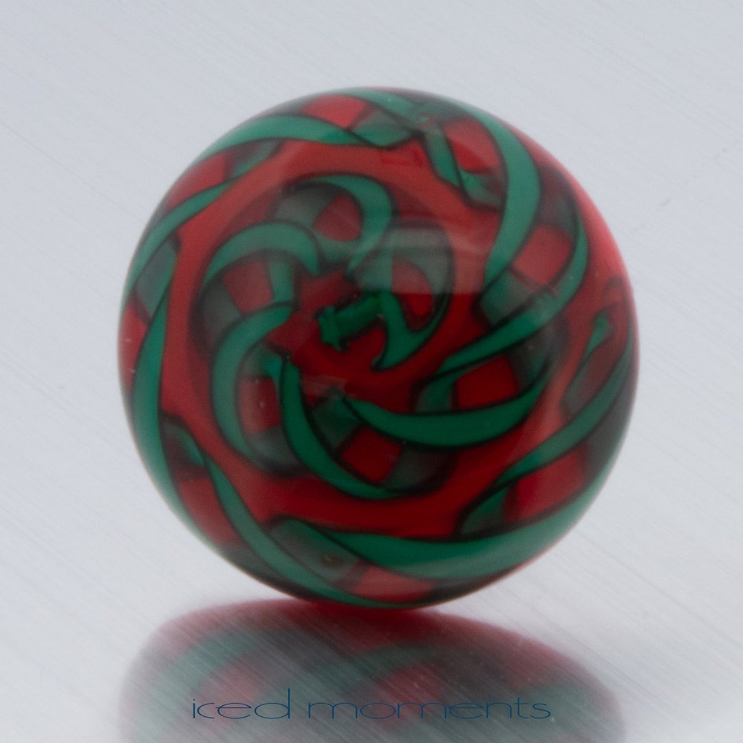 Glass Button - Vortex in Red and Turquoise. Handmade Button With Metal ...