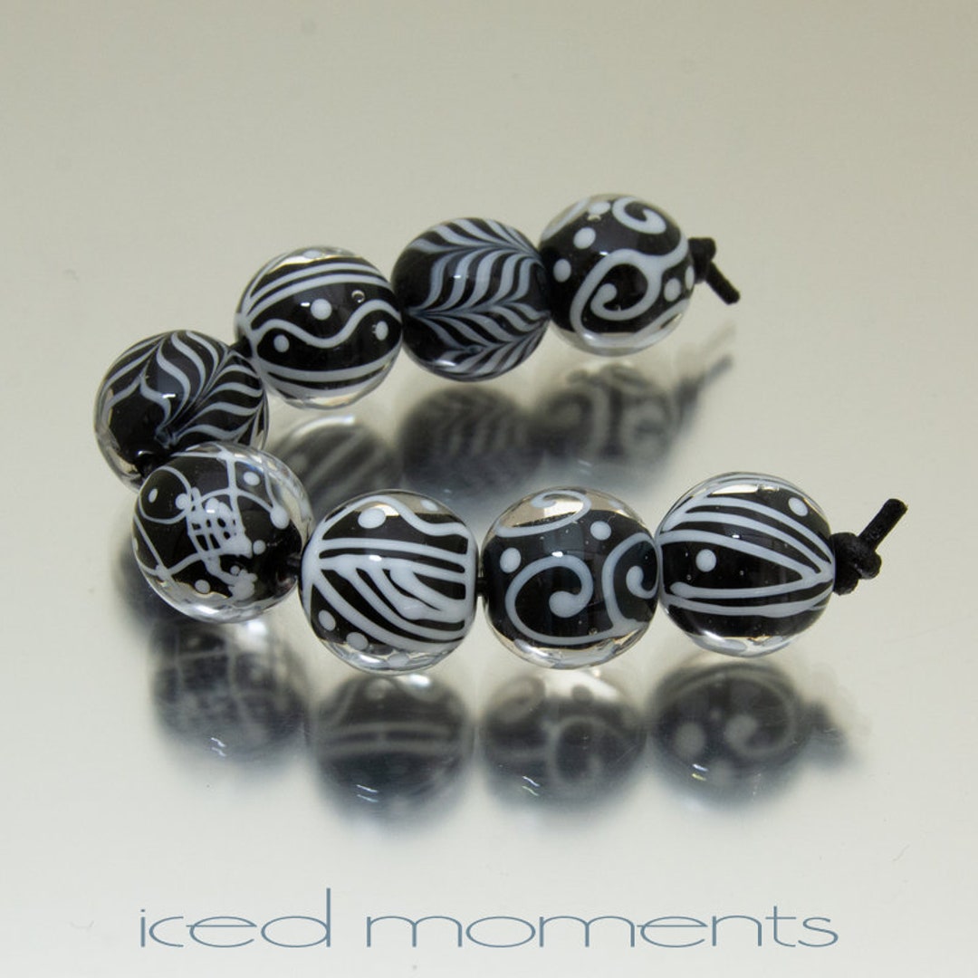Lampwork Bead Set: Keep Breathing in Black and White. Lampwork by ...