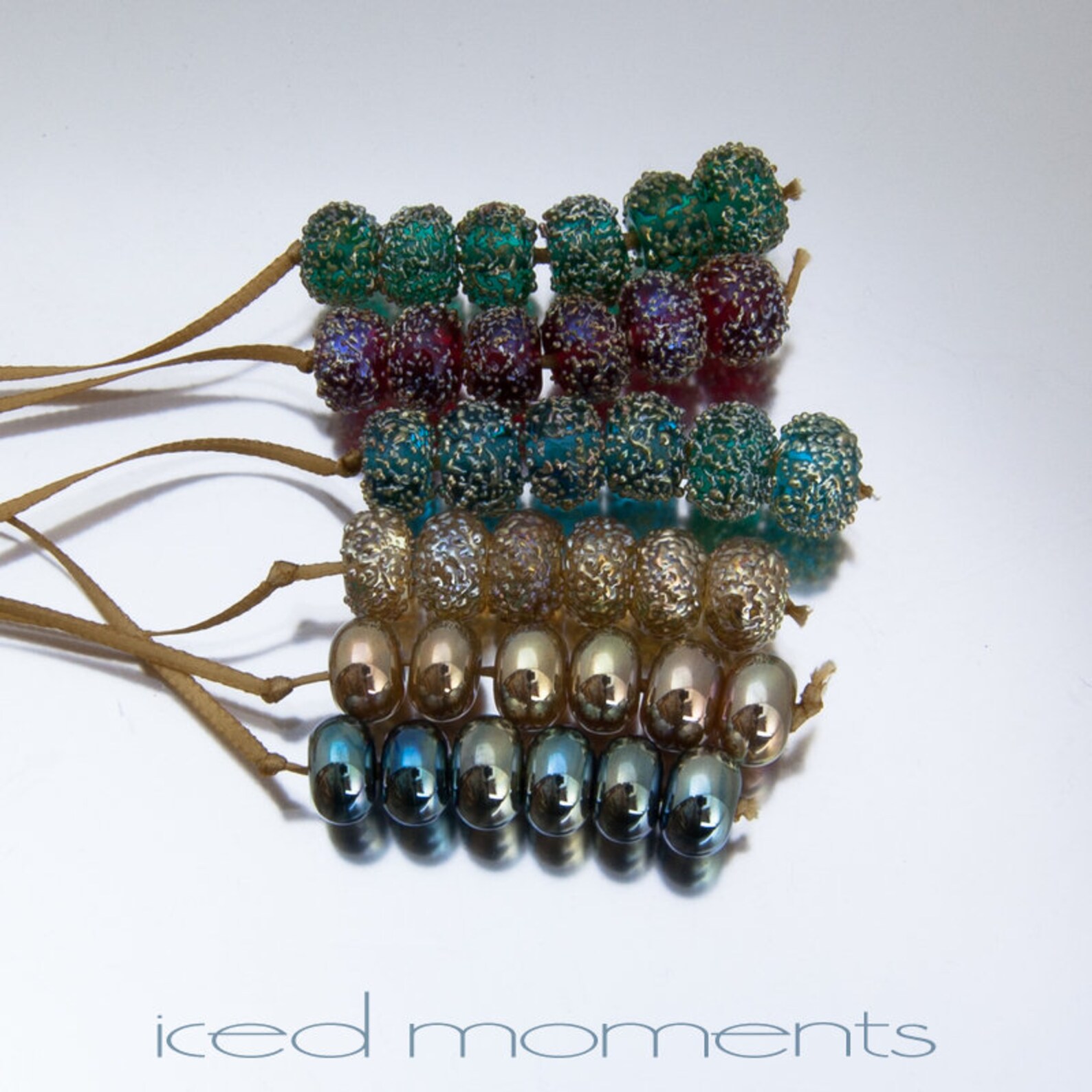 Glass Bead Spacer Set in Silver Glass. Lampwork by Jennie Yip - Etsy