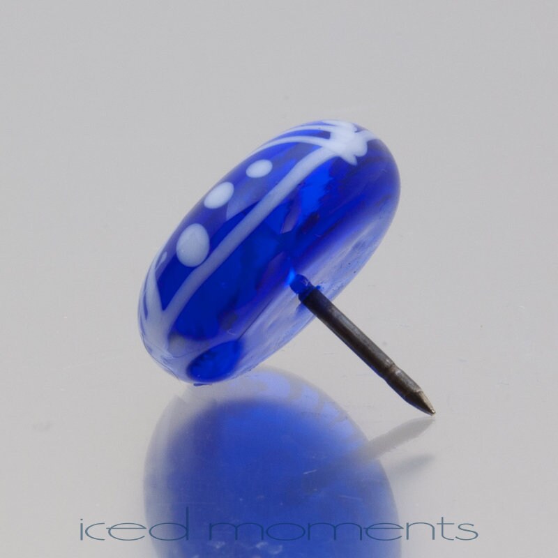 Lapel Pin - Serenity in Transparent Blue and White. Lampwork Glass by ...