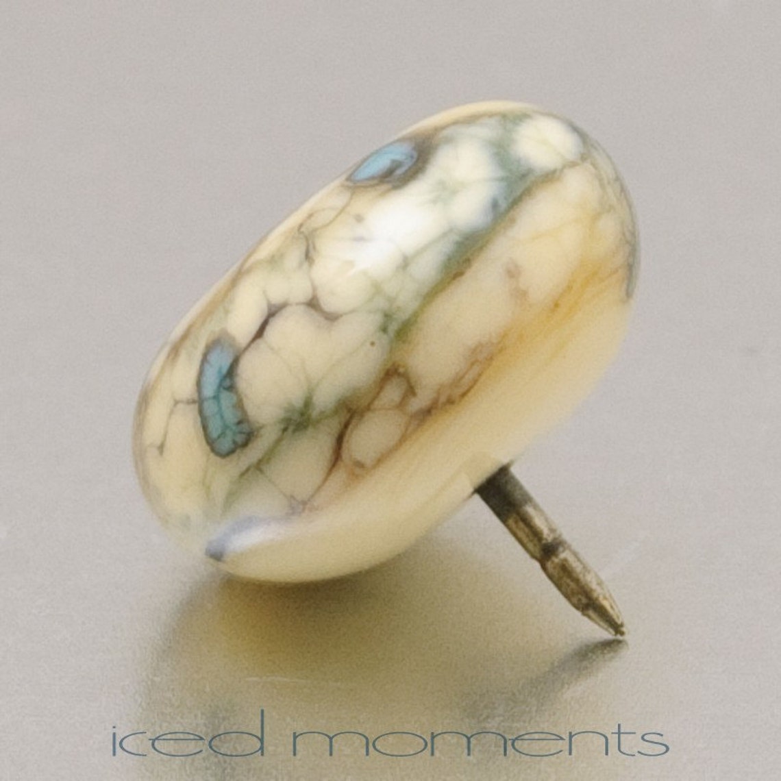 Lapel Pin Silvered Pebble Ivory Black and Copper Green - Etsy