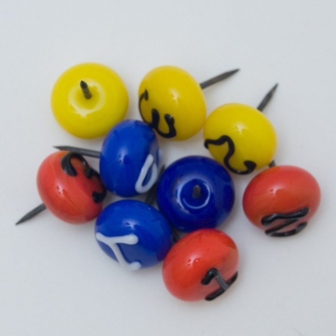 Designer Push Pins Mixed Set 9 Lampwork Glass - Etsy