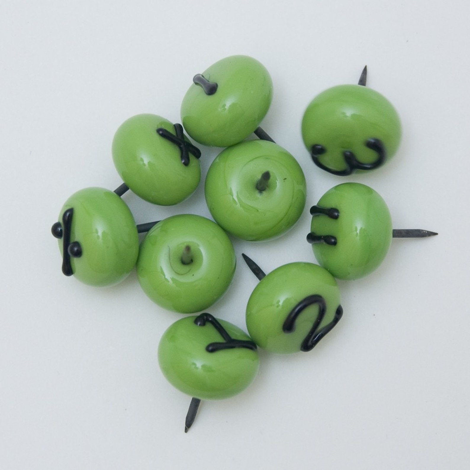 Designer Push Pins Green Maths Set 9 Lampwork Glass - Etsy