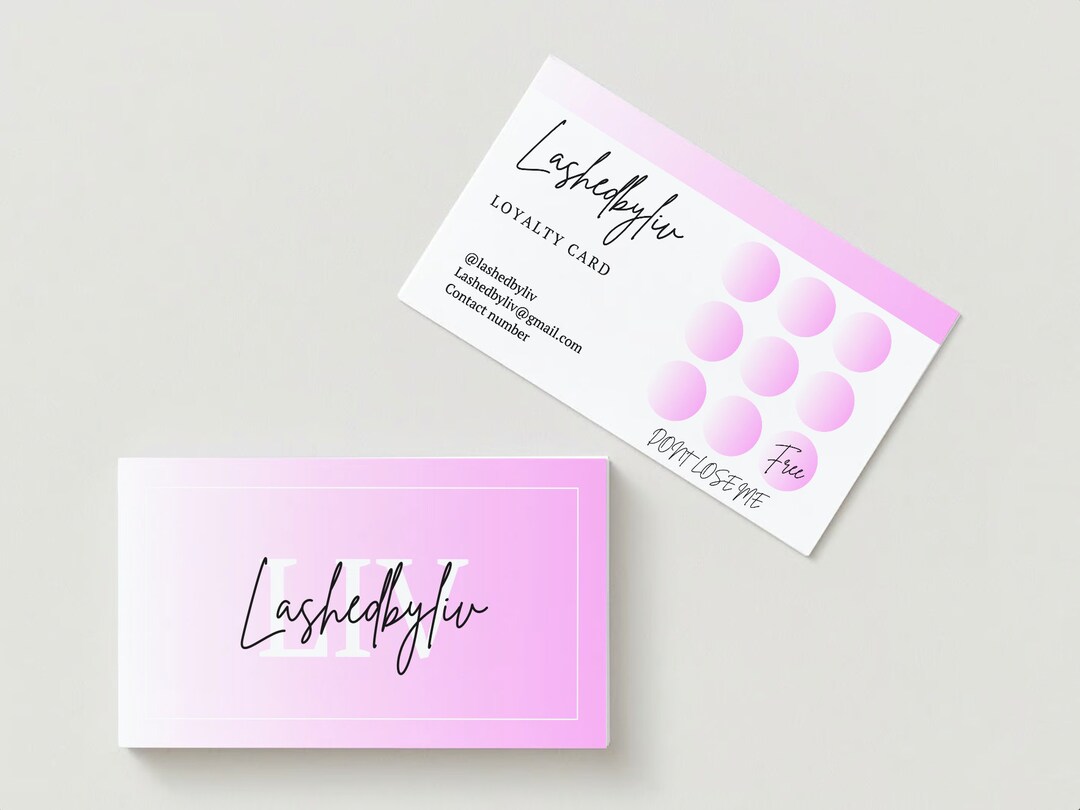 Editable Eyelashes Card Template Printable Eyelash Loyalty Card Lashes ...