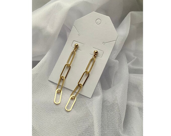 Gold Chain Link Drop Earrings – Modern Linear Dangle Earrings ...