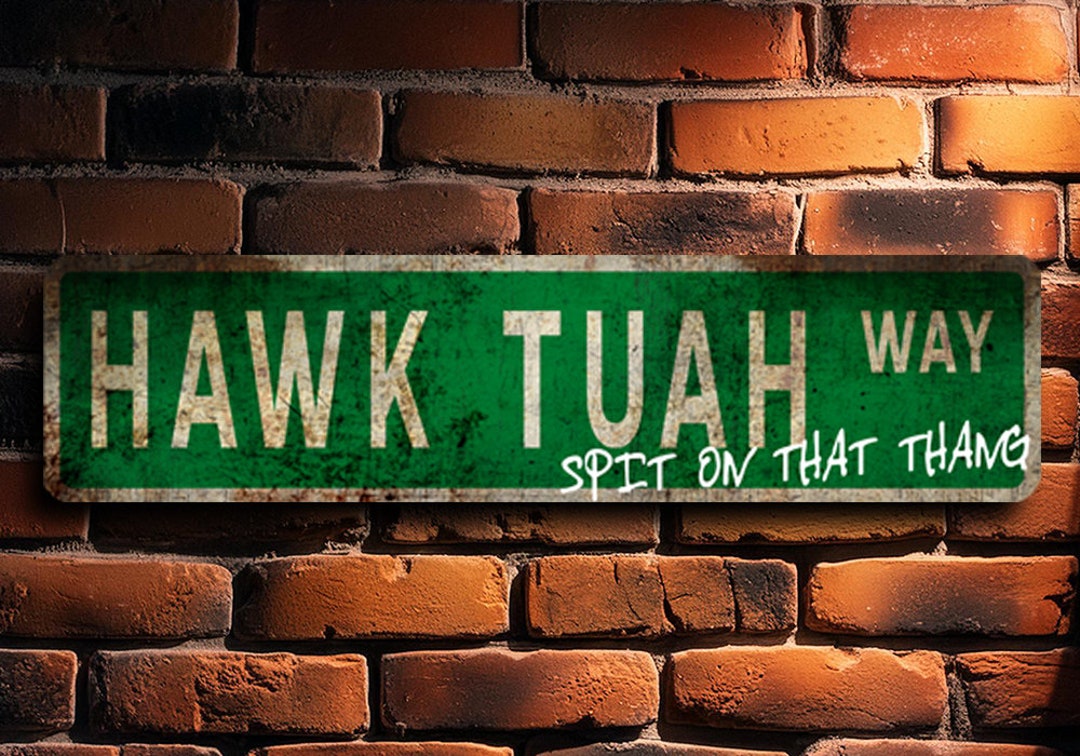 Metal Hawk Tuah Way Street Sign Spit on That Thang. A 16 Rustic Printed ...