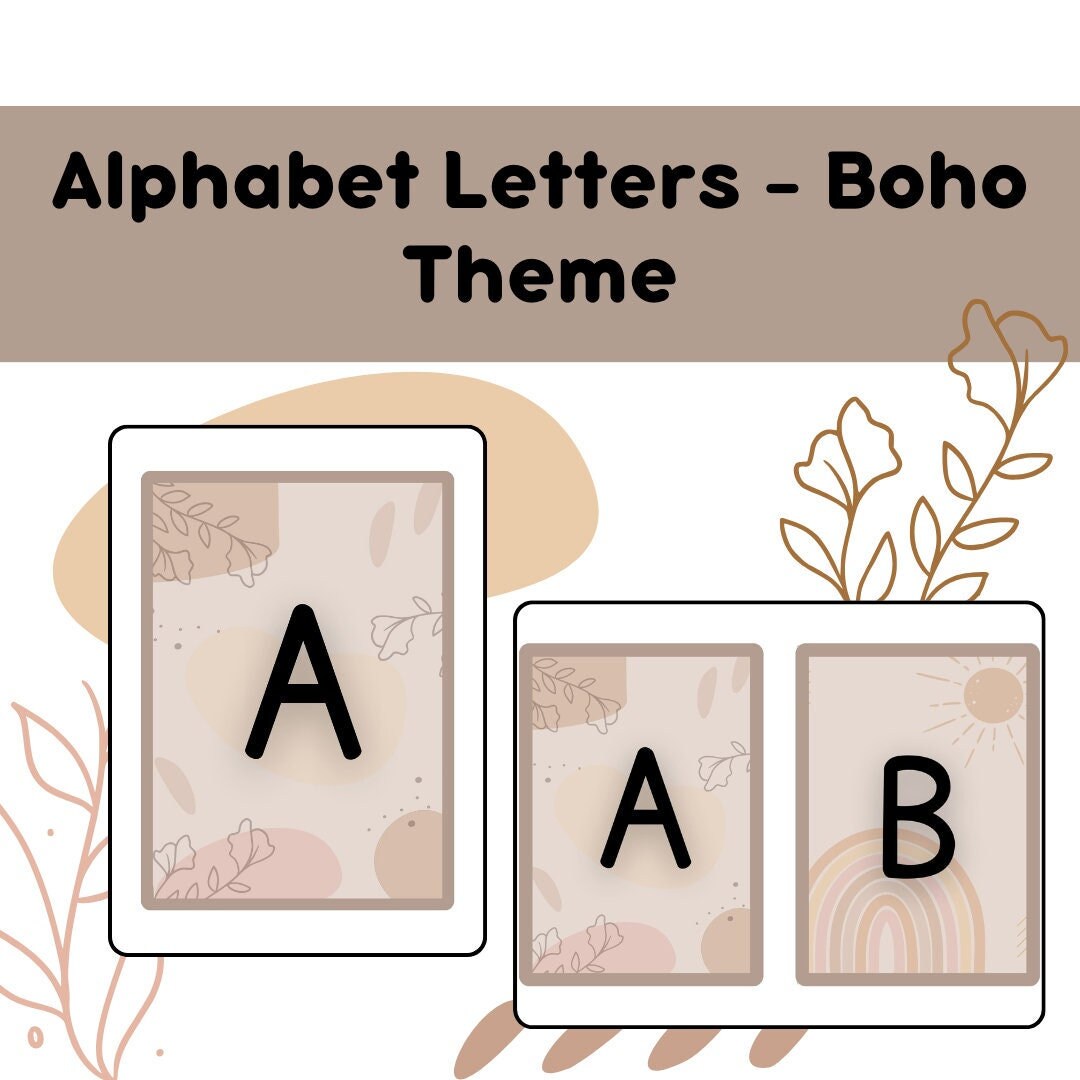 Boho Alphabet Posters, Educational Nursery Wall Art, Modern Bohemian ...