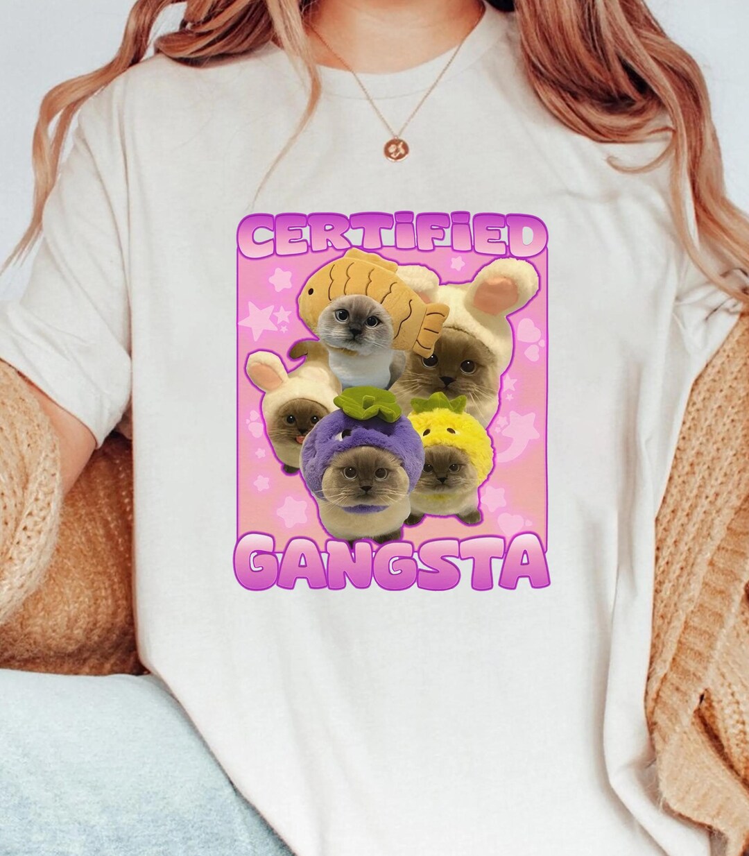 Certified Gangsta Funny Cat Meme T-png Gift for Her, Goofy Ahh Tee Png ...