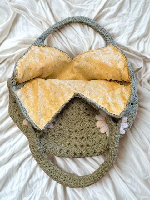 Daisy Granny Square Bag - Sage Green - Etsy