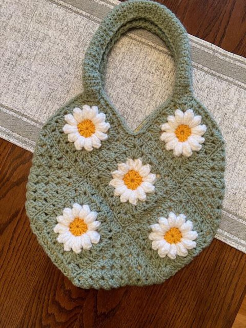 Daisy Granny Square Bag Sage Green - Etsy